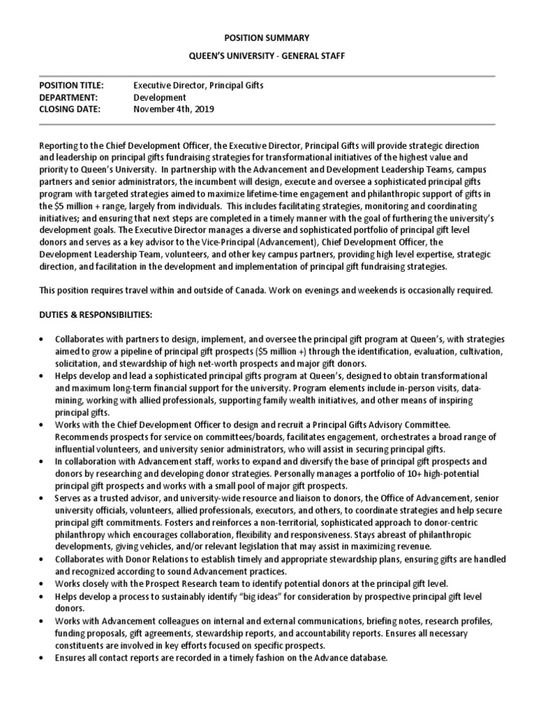 Position Summary Queen'S University - General Staff Position Title ...