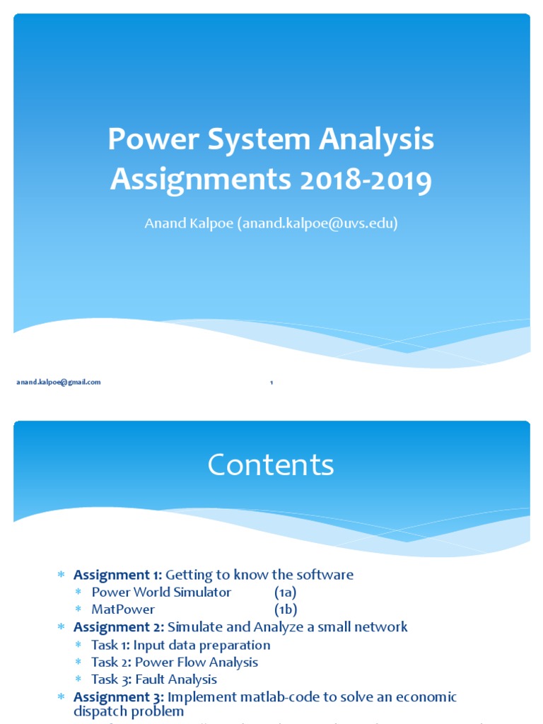 Power System Analysis Assignments 2018 - 2019 | PDF | Parameter ...