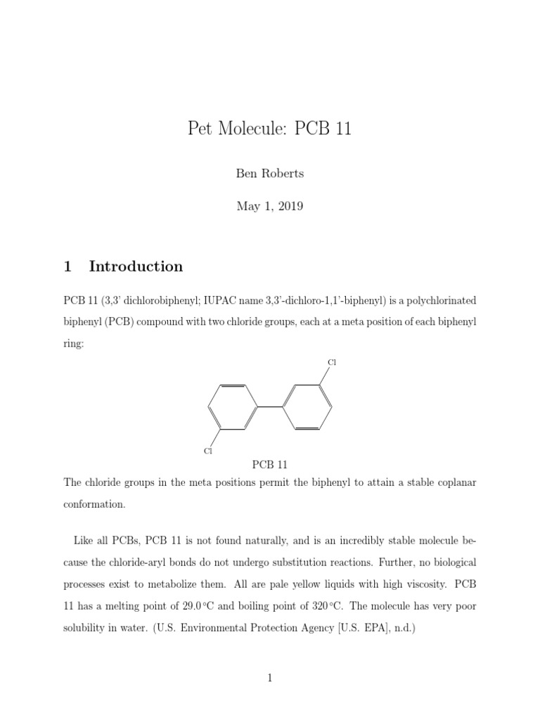 Pet Molecule: PCB 11 | PDF | Polychlorinated Biphenyl | Chemistry