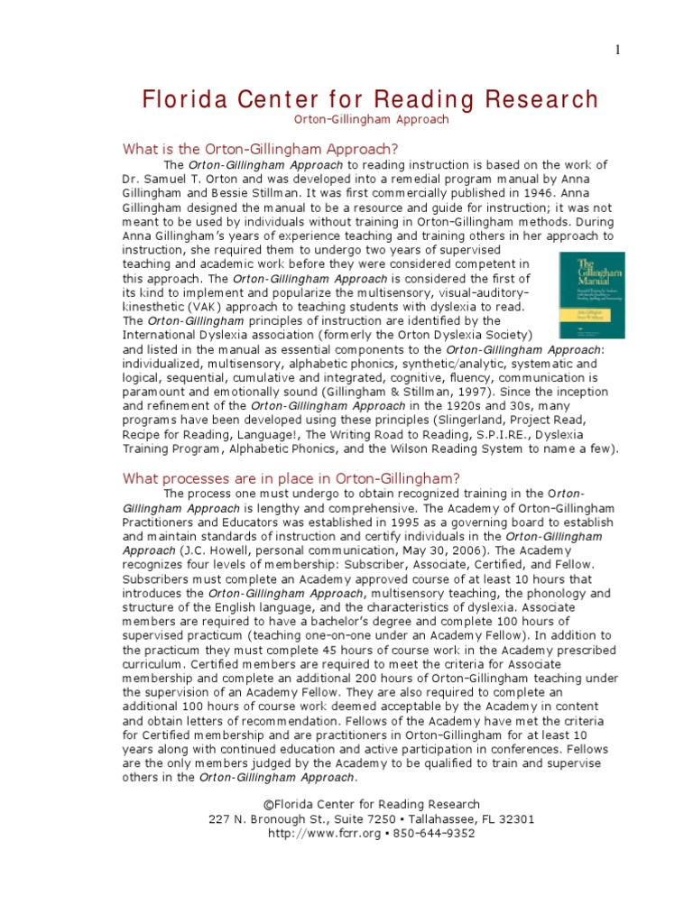 Florida Center For Reading Research: What Is The Orton-Gillingham ...