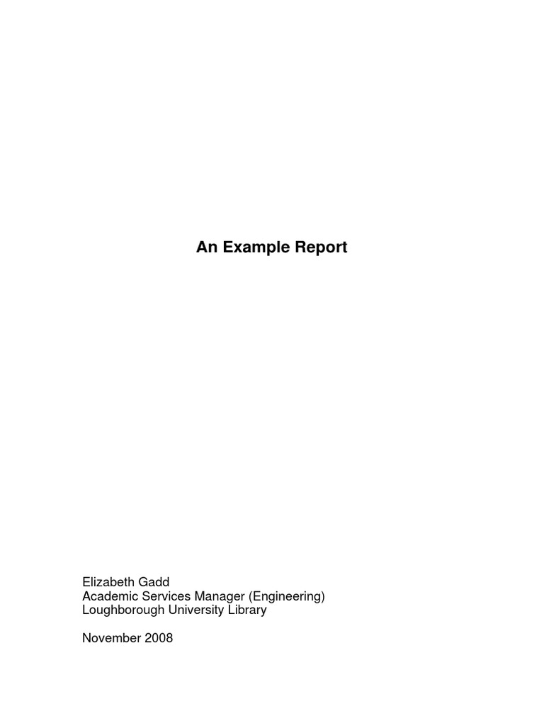An Example Report: Elizabeth Gadd Academic Services Manager ...