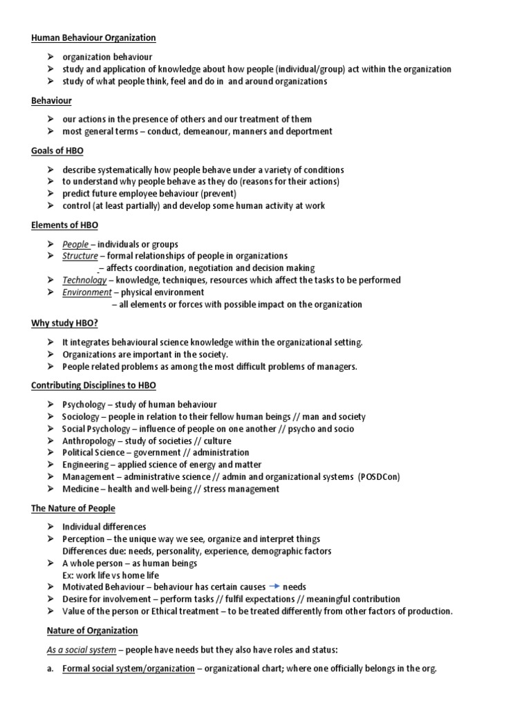 Human Behaviour Organization | PDF | Science | Human Behavior