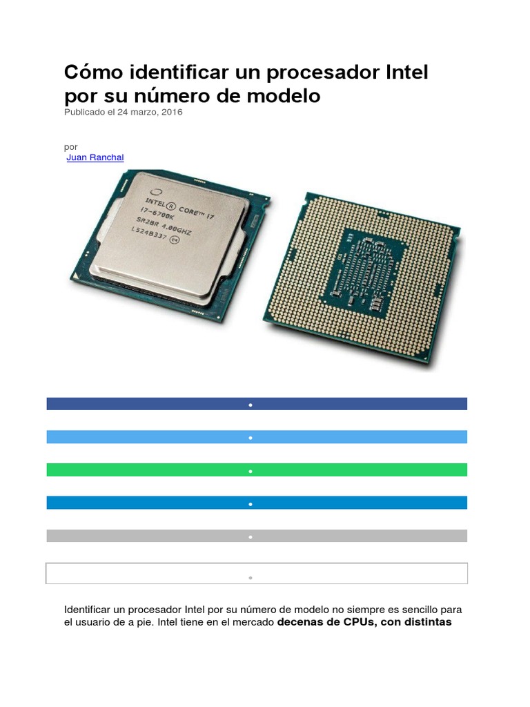 Cómo Identificar Un Procesador Intel Por Su Número de Modelo | PDF ...