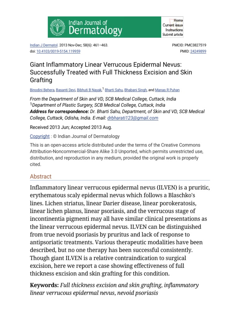 Giant Inflammatory Linear Verrucous Epidermal Nevus - Successfully ...