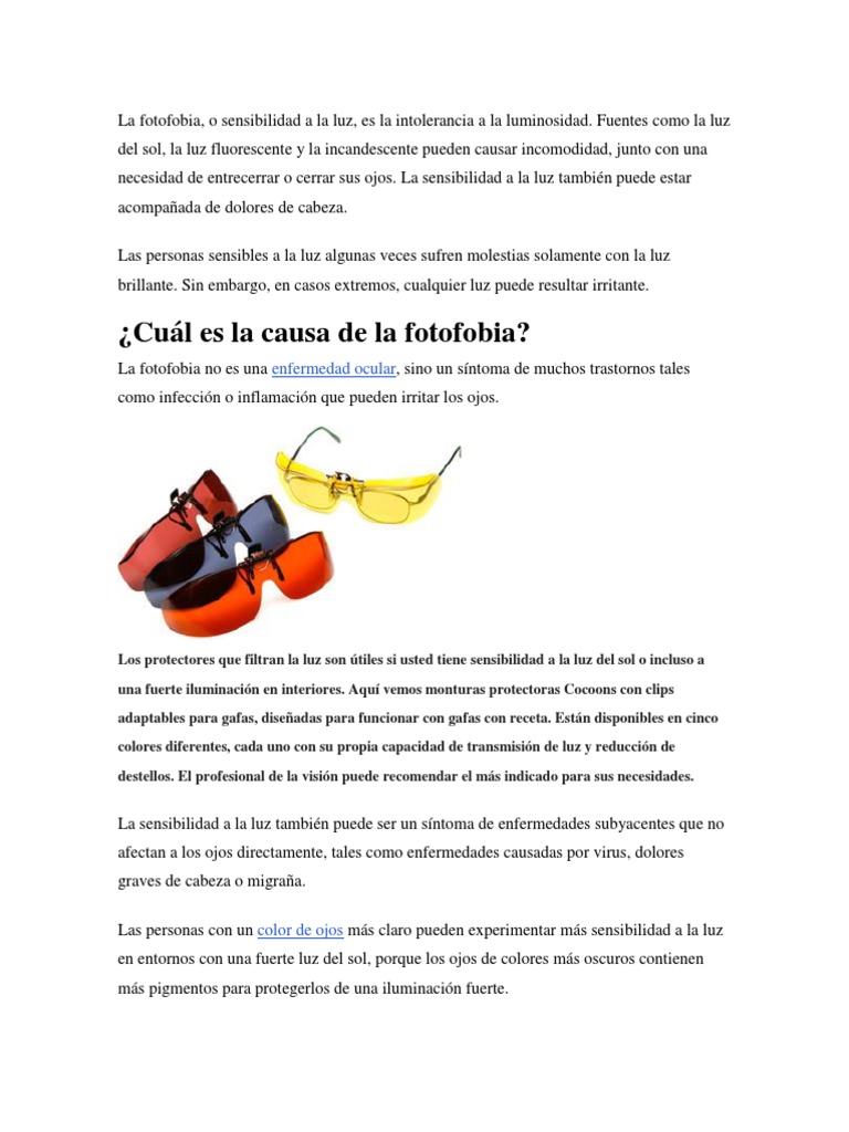 La fotofobia: causas, síntomas y tratamientos de la sensibilidad a la ...