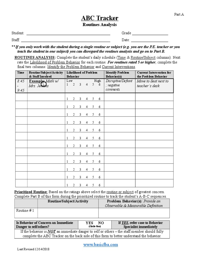 ABC Tracker: Routines Analysis | PDF | Behavior | Applied Psychology