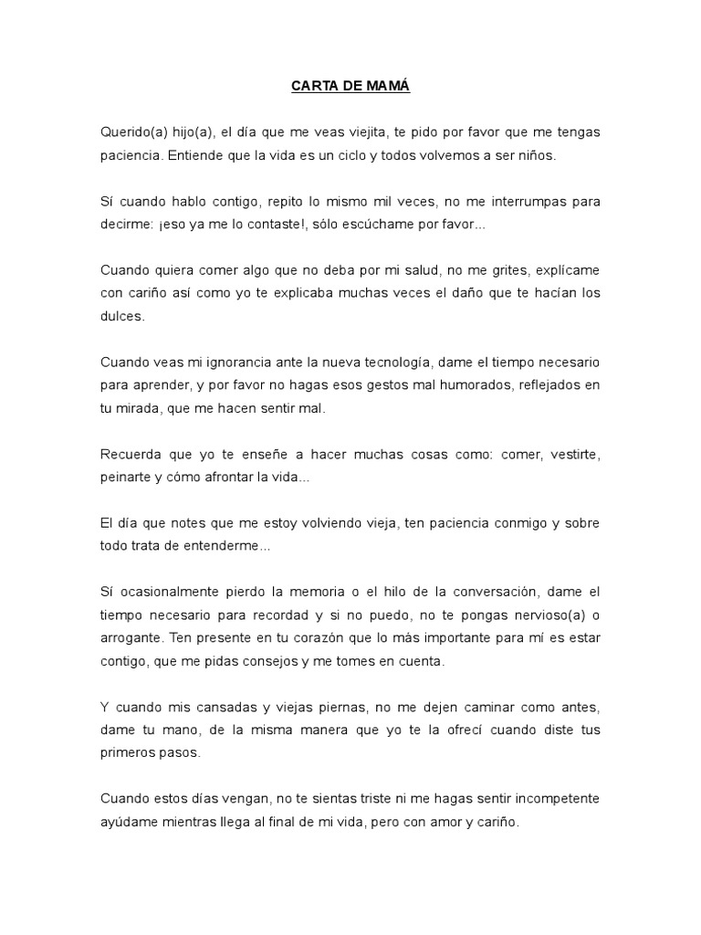 Carta De Mamá Pdf