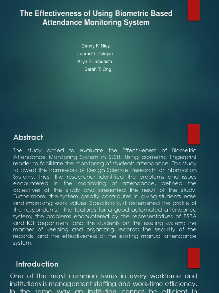 The Effectiveness of Using Biometric Based Attendance Monitoring System ...