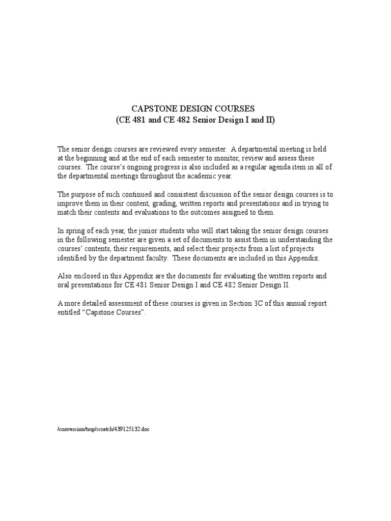 Capstone Design Course Summary | PDF