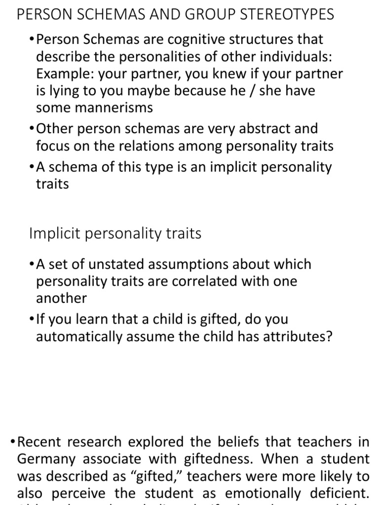 Person Schemas and Group Stereotypes | PDF | Career & Growth | Self ...