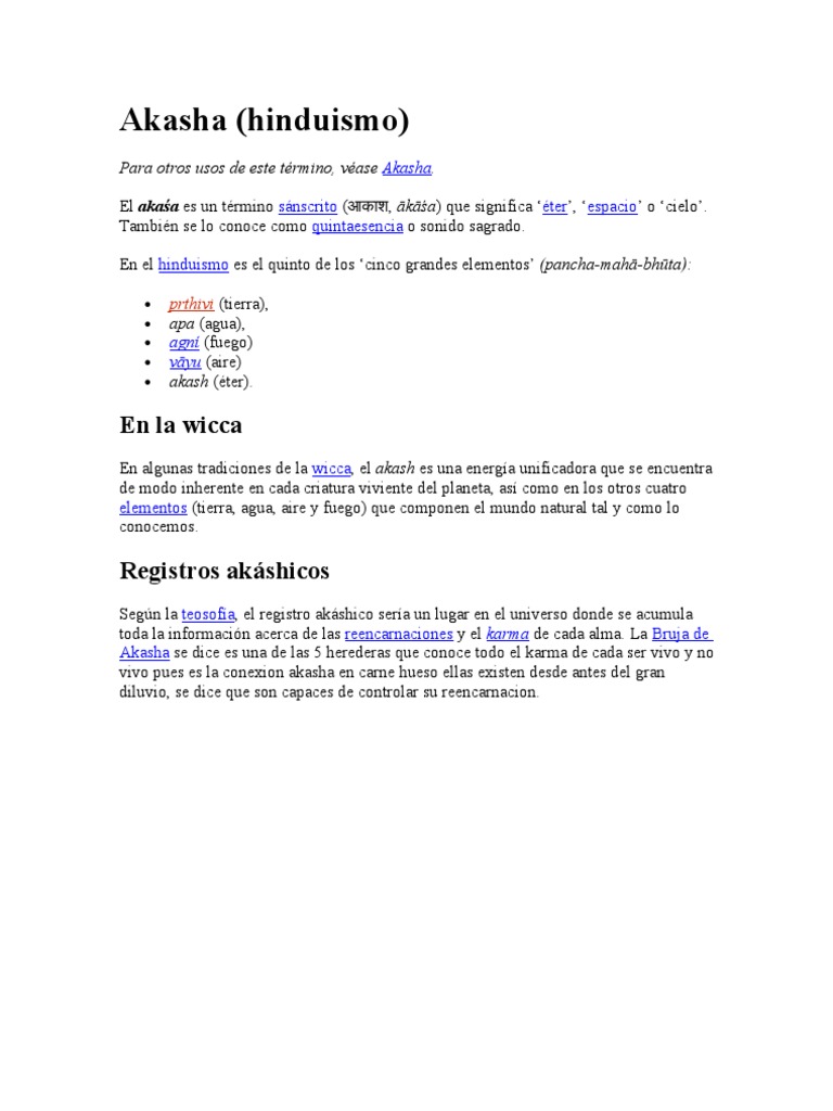 Akasha, Significado Del Nombre | PDF | Religiones indias | Conceptos ...