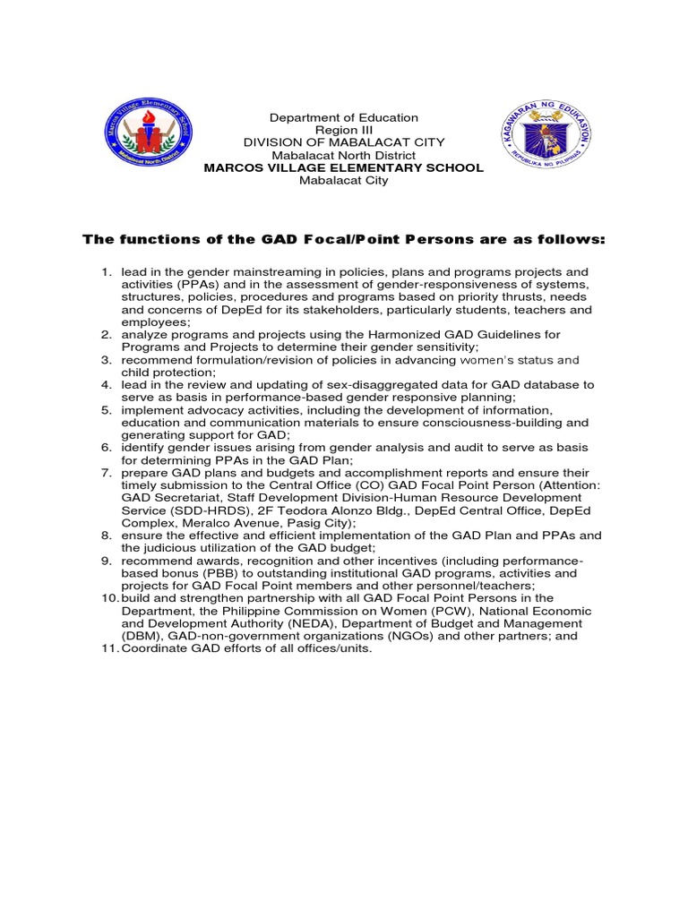 Gad Duties and Responsibilities | PDF | Public Sphere | Government