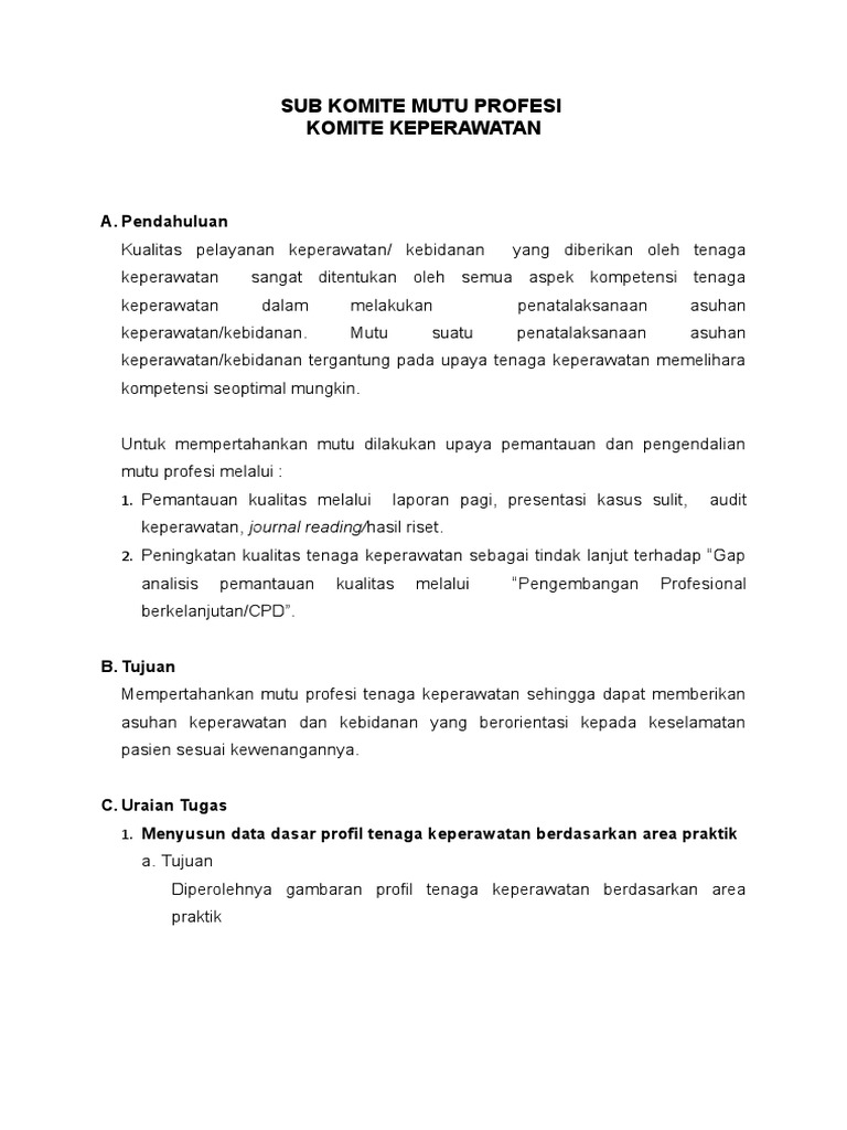 Panduan Mutu Keperawatan | PDF