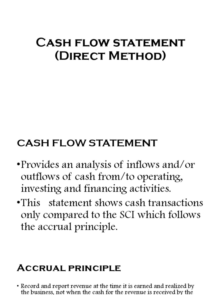 Cash Flow Statement Direct Method | PDF | Cash Flow Statement | Revenue
