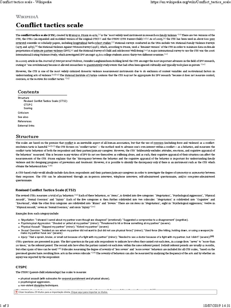 Conflict Tactics Scale | PDF | Aggression | Violence