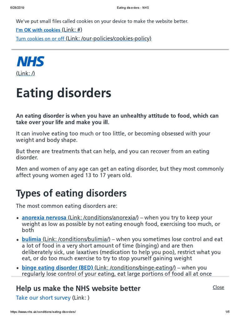 Eating Disorders - NHS | PDF | Eating Disorder | Bulimia Nervosa