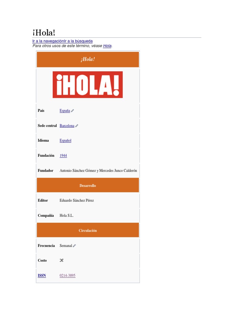 Historia de la revista ¡Hola! en España | PDF | Revistas | Periódico Y ...