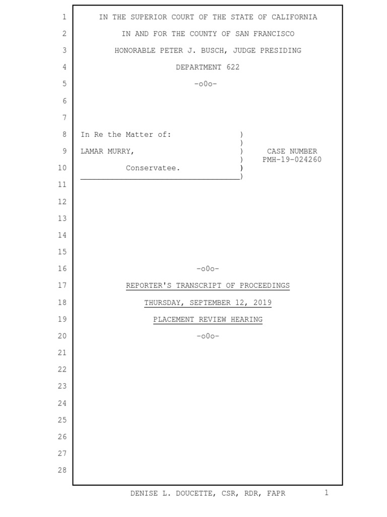 Lamar Murry Hearing Transcript | PDF | Conservatorship | Justice