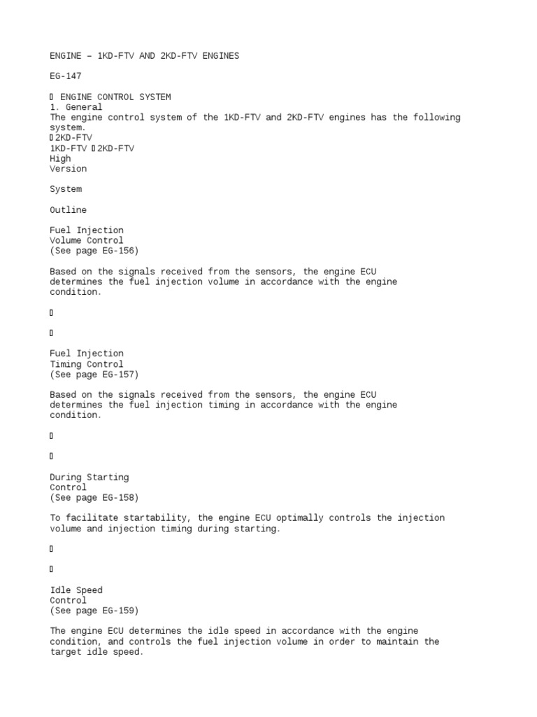 Control Engine 1kd FTV and 2kd FTD | PDF | Throttle | Fuel Injection
