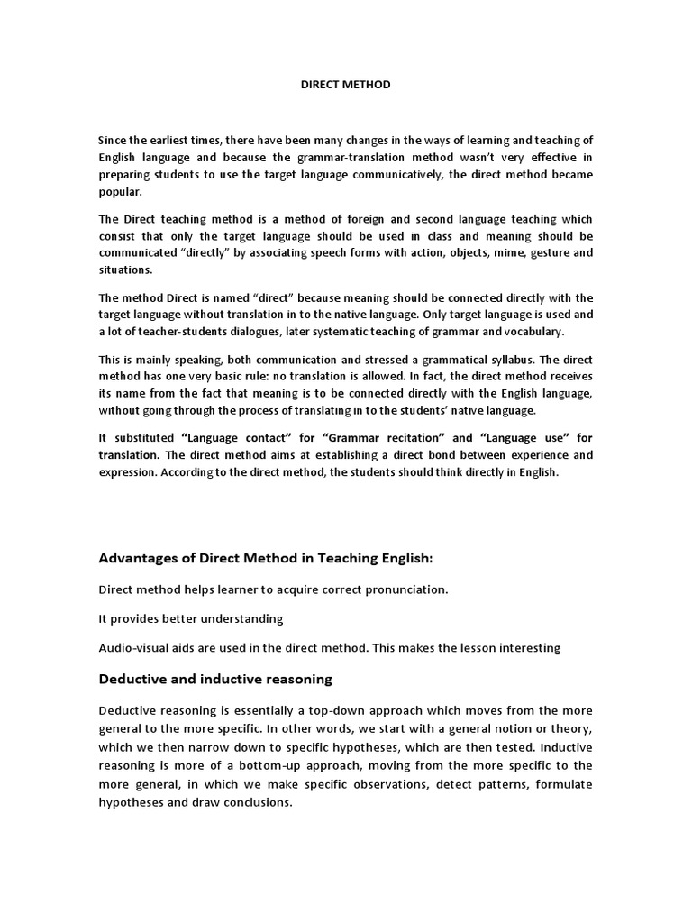 Advantages of Direct Method in Teaching English | PDF | Second Language ...