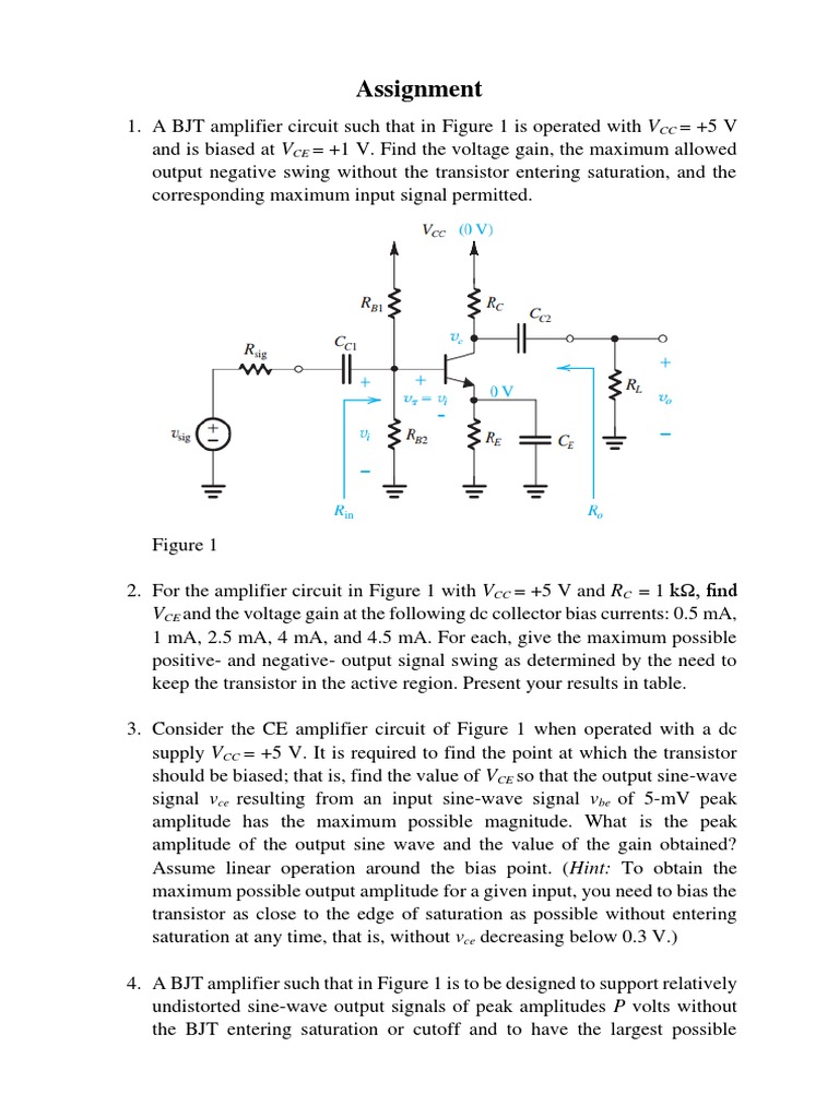 Assignment 4 | PDF | Bipolar Junction Transistor | Amplifier