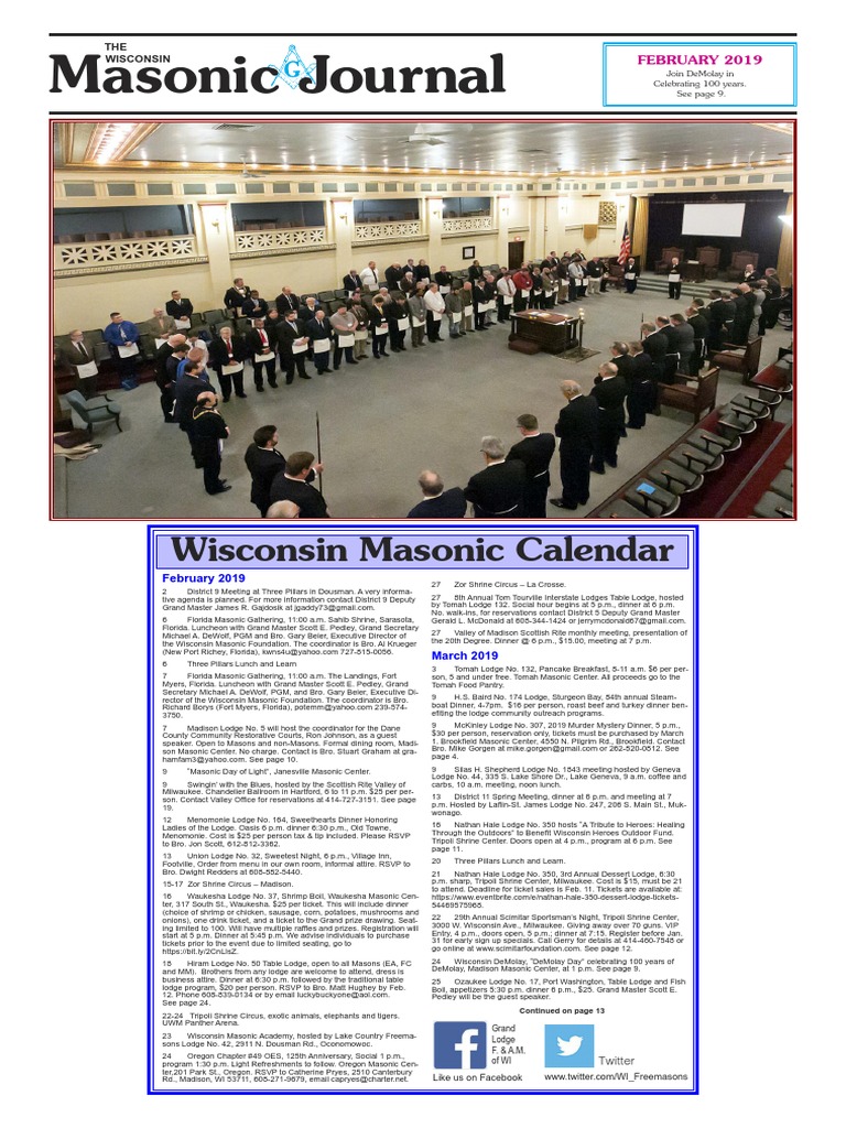 WMJ February 2019 PDF | PDF | Freemasonry | Masonic Lodge