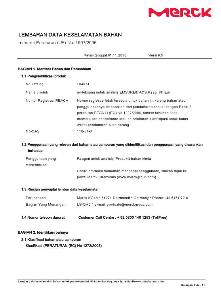 MSDS N-Hexane (Merck) PDF | PDF