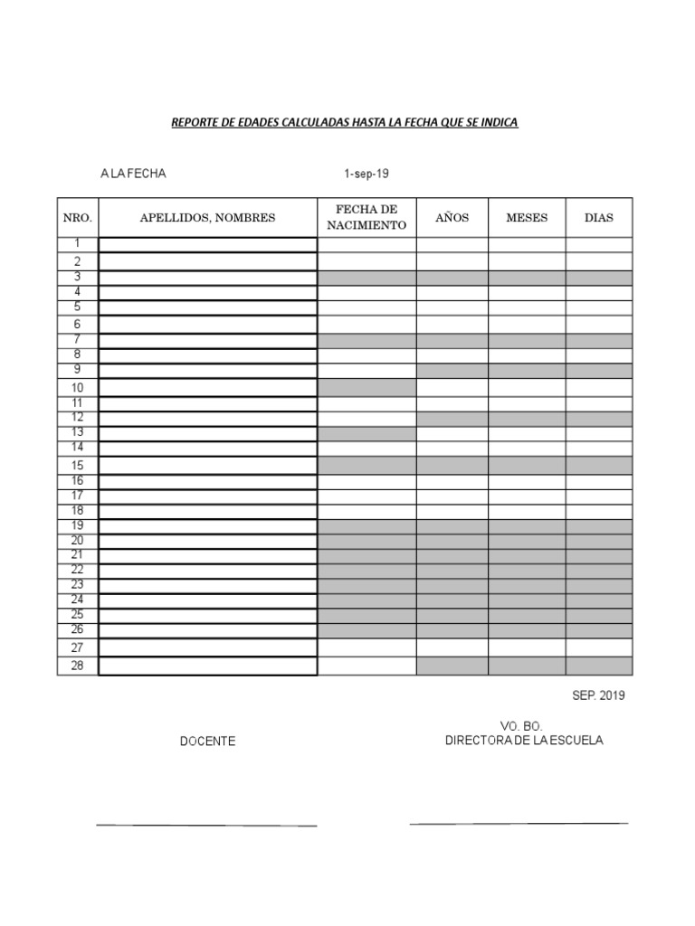 Calculo de Edades 1o. | PDF