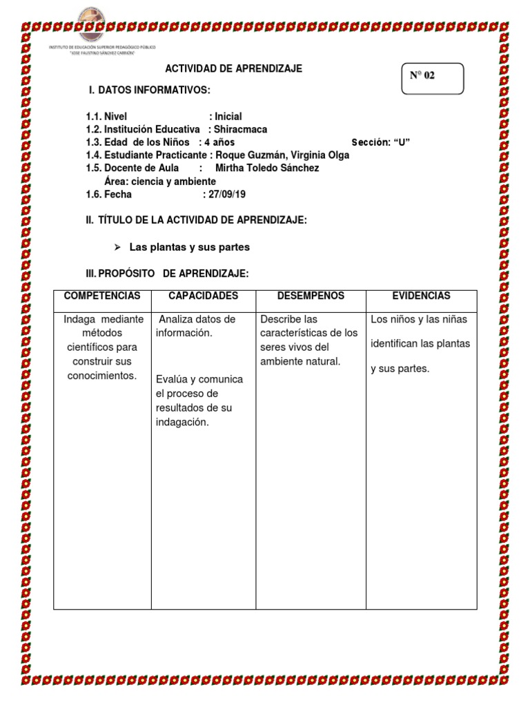 Actividad de Aprendizaje La Planta y Sus Partes | PDF | Enseñando ...