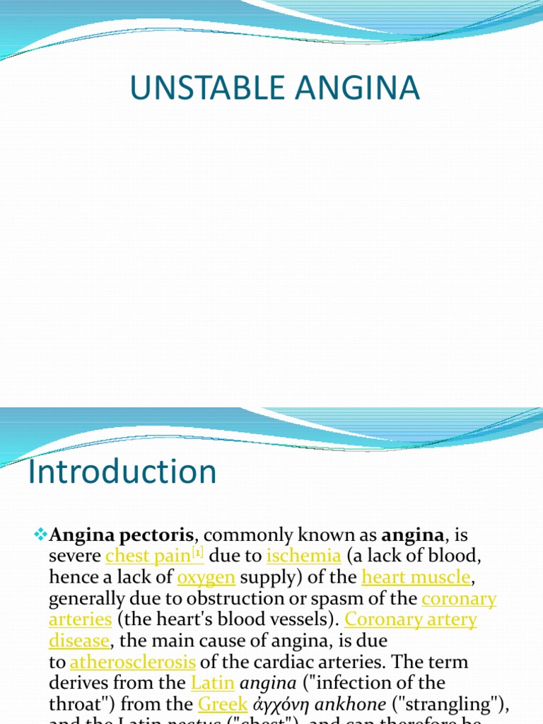 Unstable Angina | PDF | Myocardial Infarction | Coronary Artery Disease
