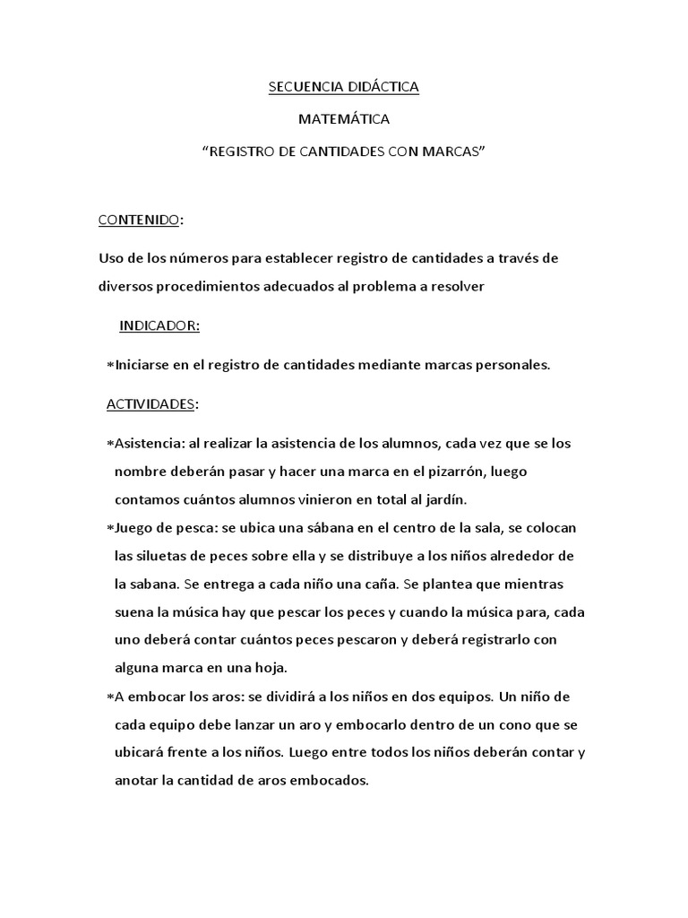 SECUENCIA DIDÁCTICA Registro Con Marcas | PDF