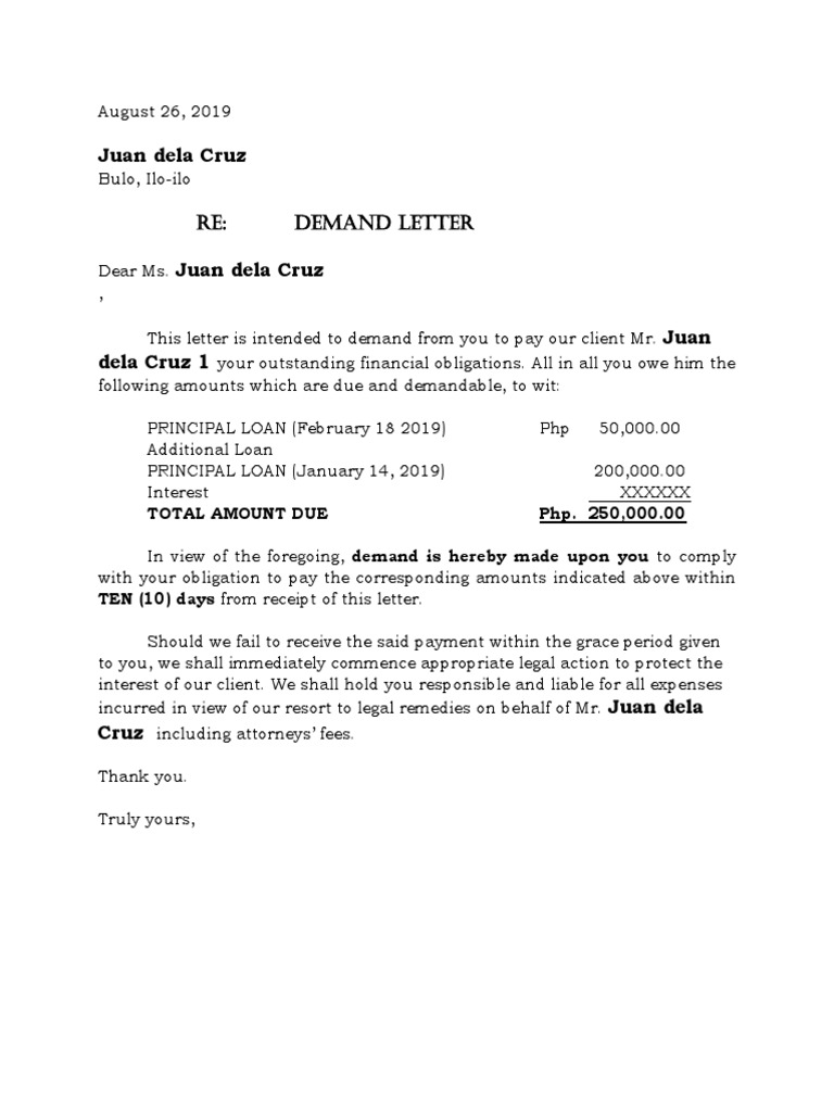 Juan Dela Cruz: RE: Demand Letter | PDF