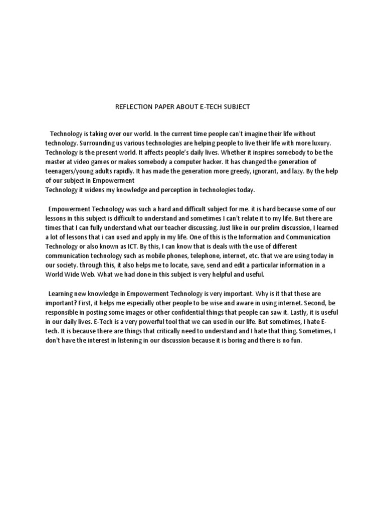 Reflection on Empowerment Technology | PDF | Computers