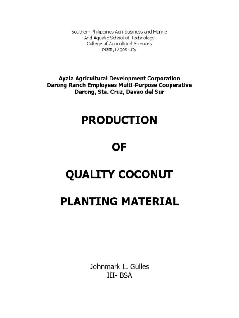 Coco Seedling Business Plan | PDF | Gross Margin | Coconut