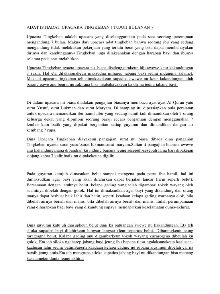 Adat Istiadat Jawa Upacara Tingkeban | PDF
