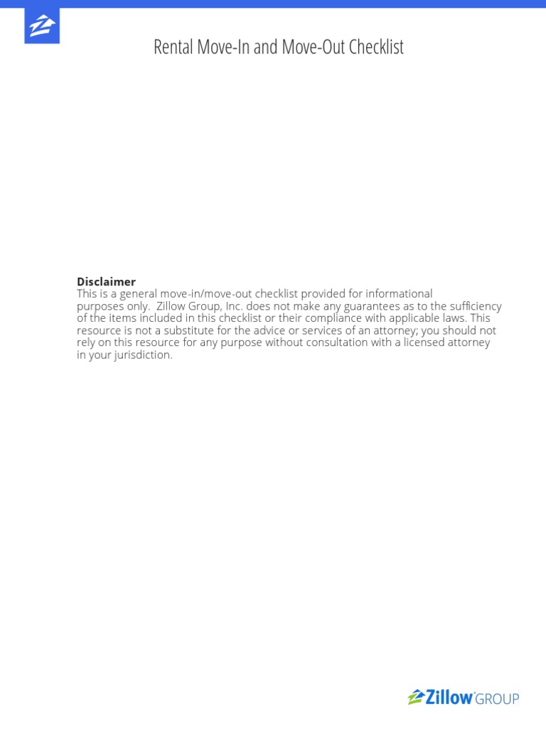 Rental Move-In and Move-Out Checklist: Disclaimer | PDF | Bathroom ...