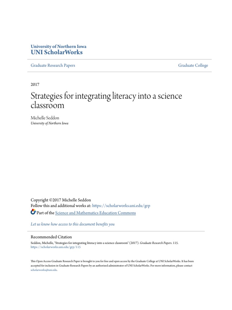 Strategies For Integrating Literacy Into A Science Classroom PDF | PDF ...