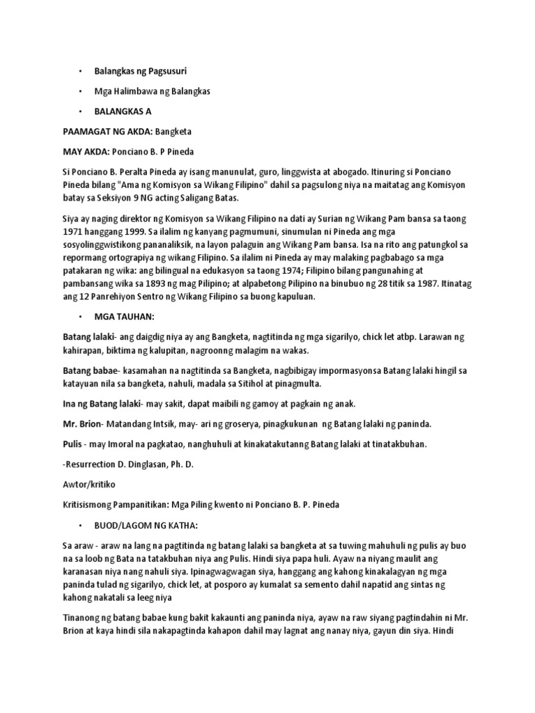 Balangkas NG Pagsusuri | PDF