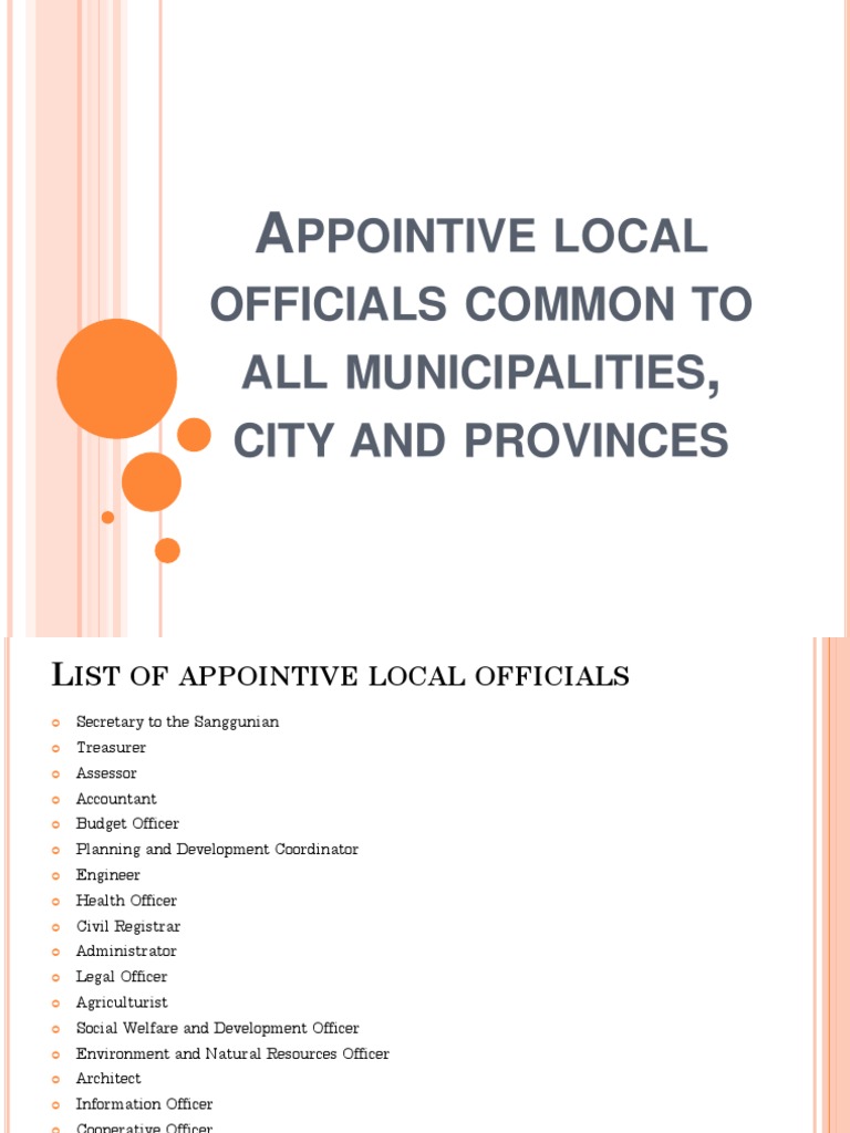 Appointive Local Officials | PDF | Local Government | Real Estate Appraisal