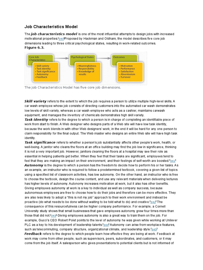 The Job Characteristics Model Has Five Core Job Dimensions | PDF ...