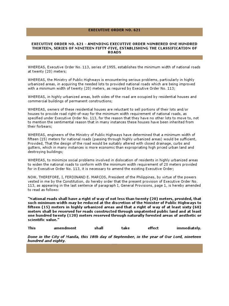 Executive Order No 113 | PDF | President Of The Philippines | World ...