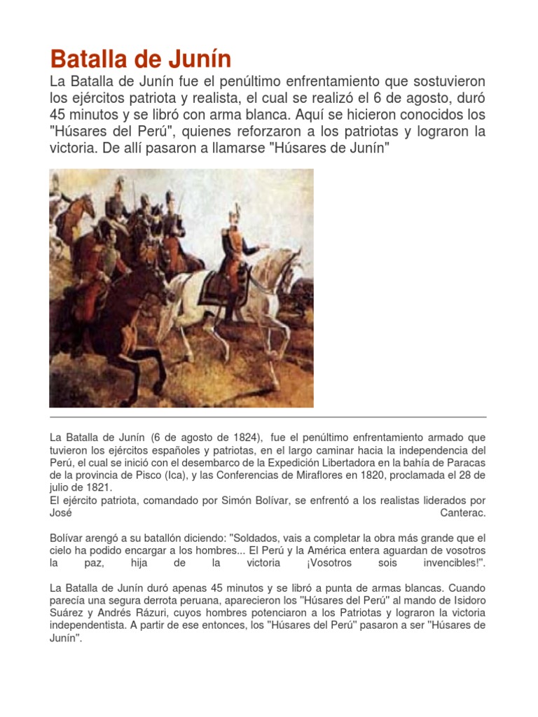 Batalla de Junín | PDF | Perú | Agitación