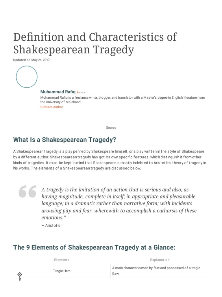 Definition and Characteristics of Shakespearean Tragedy - Owlcation | PDF | Tragedy | William ...