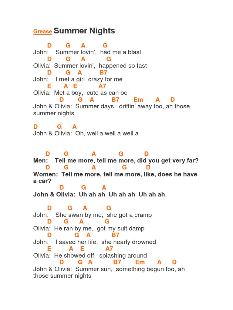 Grease Summer Nights | PDF