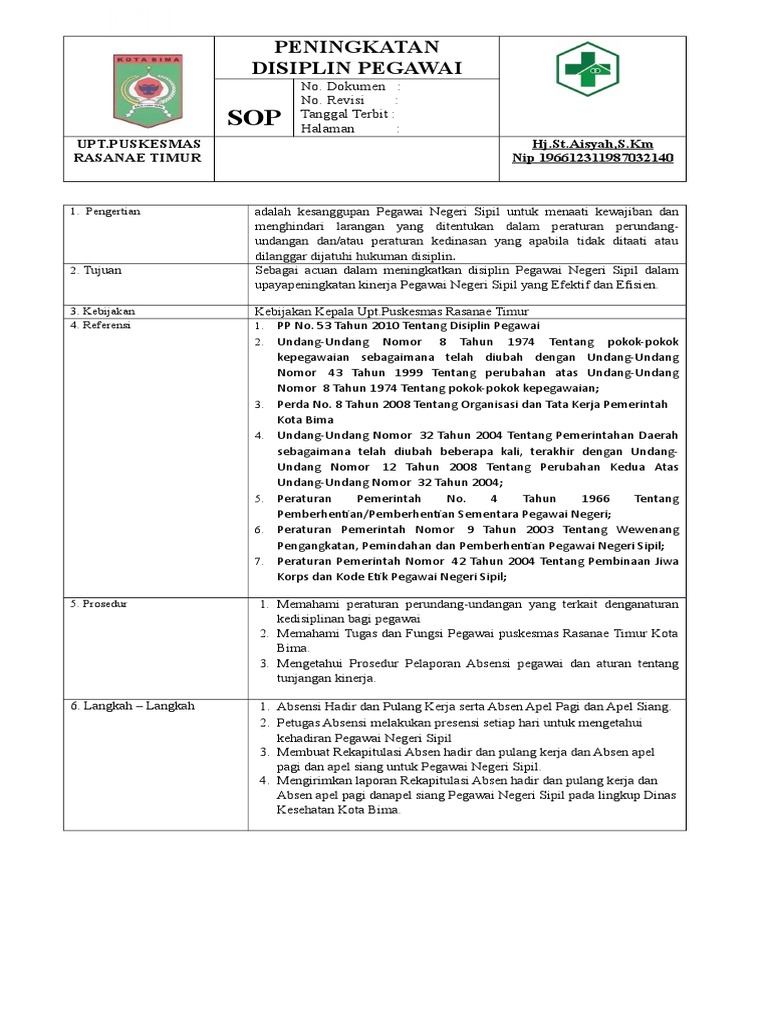 SOP Peningkatan Disiplin Pegawai | PDF