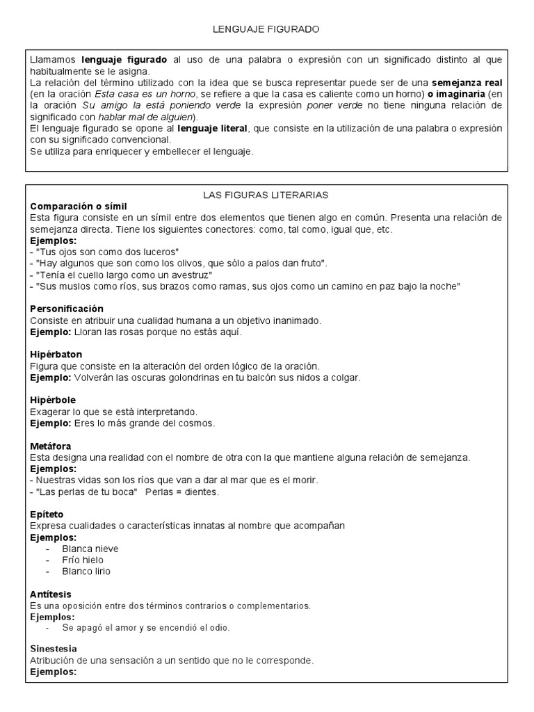 Lenguaje Figurado | PDF | Metáfora | Lingüística