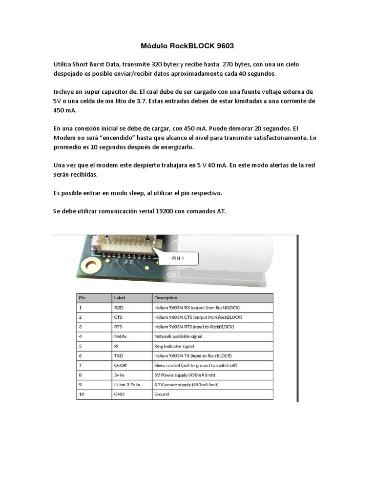 Módulo RockBLOCK 9603 | PDF