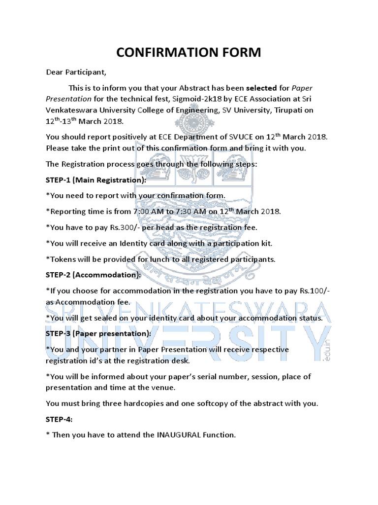 Confirmation Form: Presentation For The Technical Fest, Sigmoid-2k18 by ...
