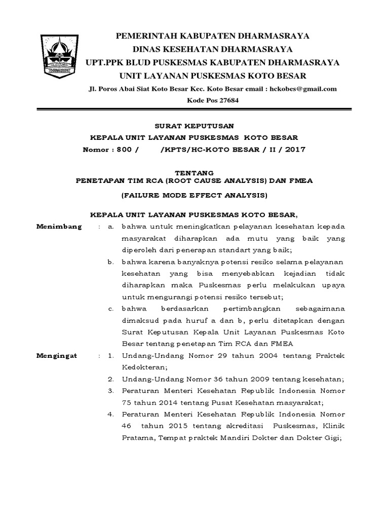 SK Tim Rca Dan Fmea | PDF
