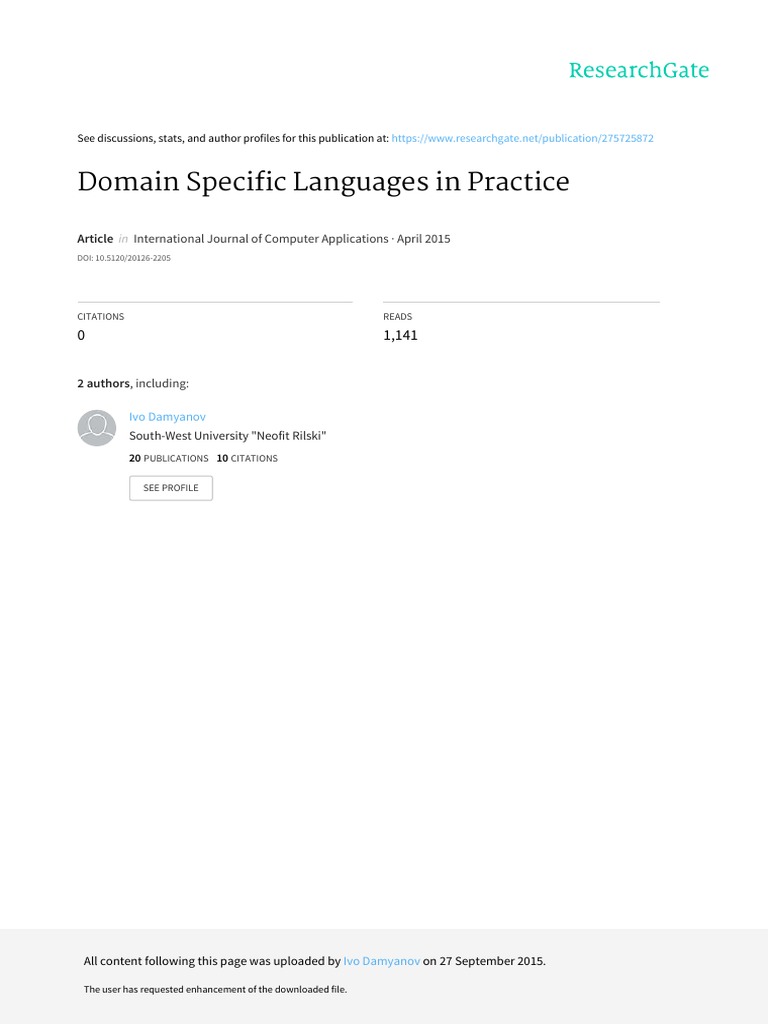 Domain Specific Languages in Practice: International Journal of ...